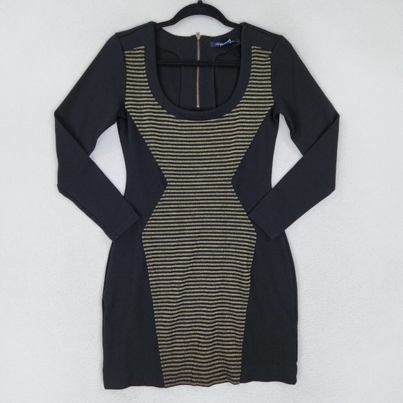 French Connection | Dresses | French Connection Dress Womens Black Gold ...